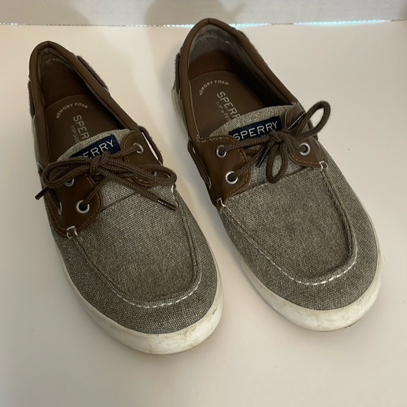 Sperry | Shoes | Sperry Top Sider Tuck Boat Shoes Brown Fabric Leather ...
